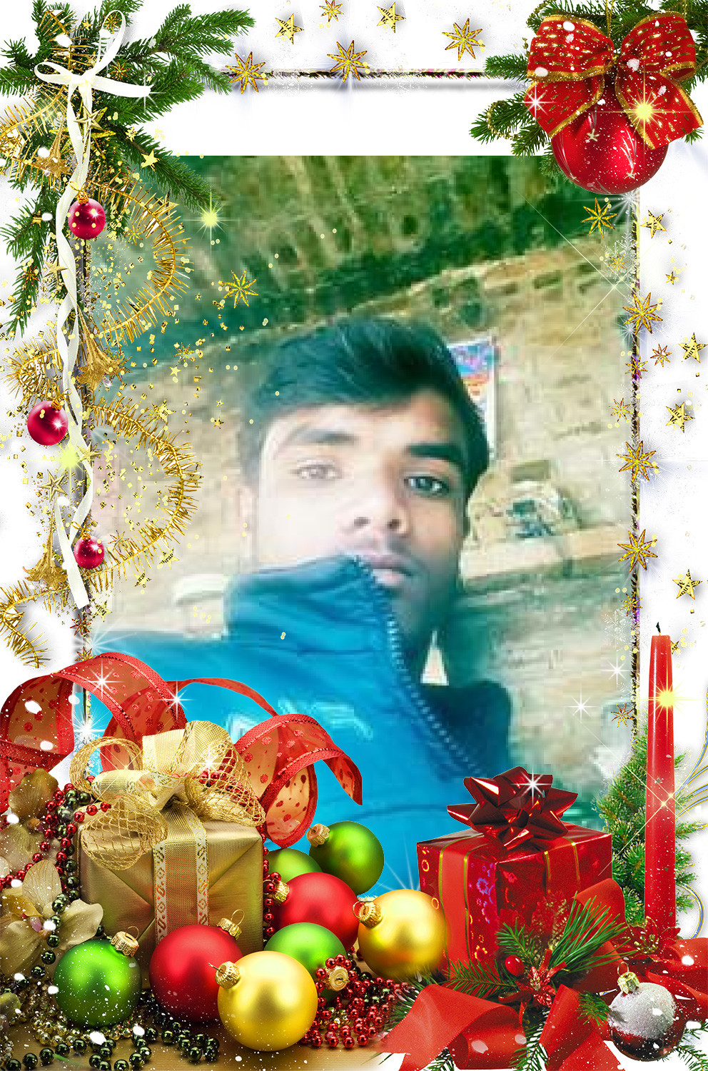 Photo frames. Spirit of New Year made by presents and ornaments | 55024494