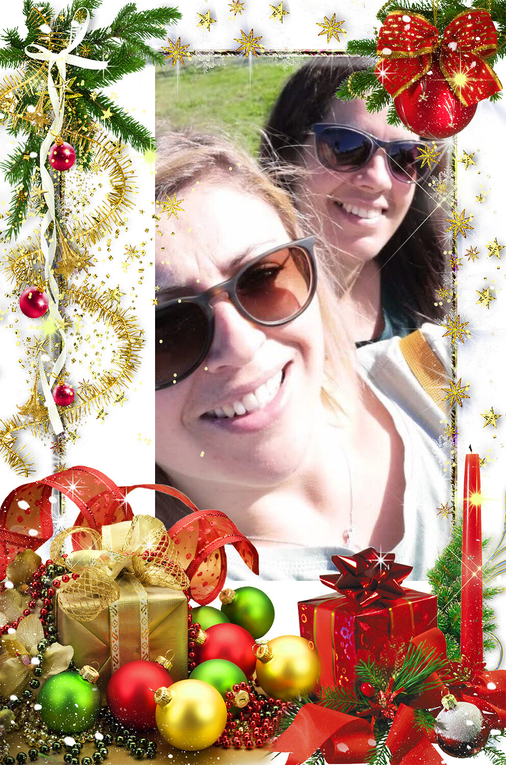 Photo frames. Spirit of New Year made by presents and ornaments | 57336355